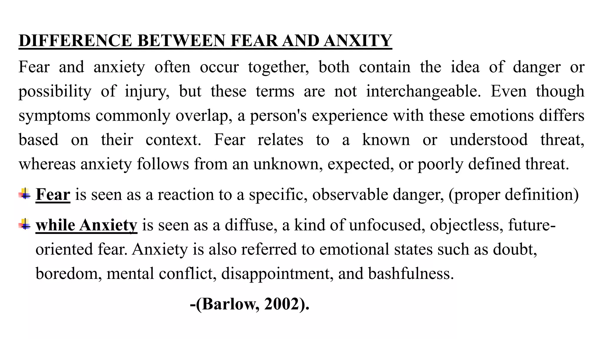 Fear and Anxiety management | difference between fear and anxiety | PPTX