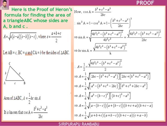 Ppt for heron's formula by siripurapurambabu