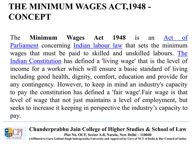 minimum wages act, 1948 | PPT