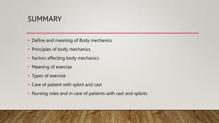 BODY MECHANICS AND EXERCISE | PPTX