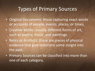 Examples Of Primary Sources Of Evidence