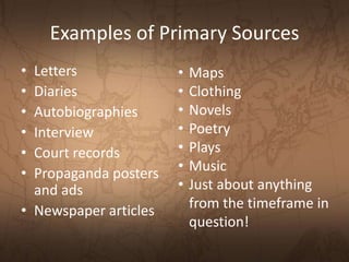 Primary vs Secondary Sources | PPTX
