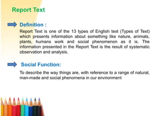 Ppt for material of report text | PPTX