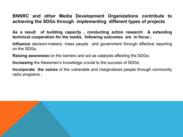 SDGs Implementation Review (SIR) Report: Community Radio Broadcasting ...