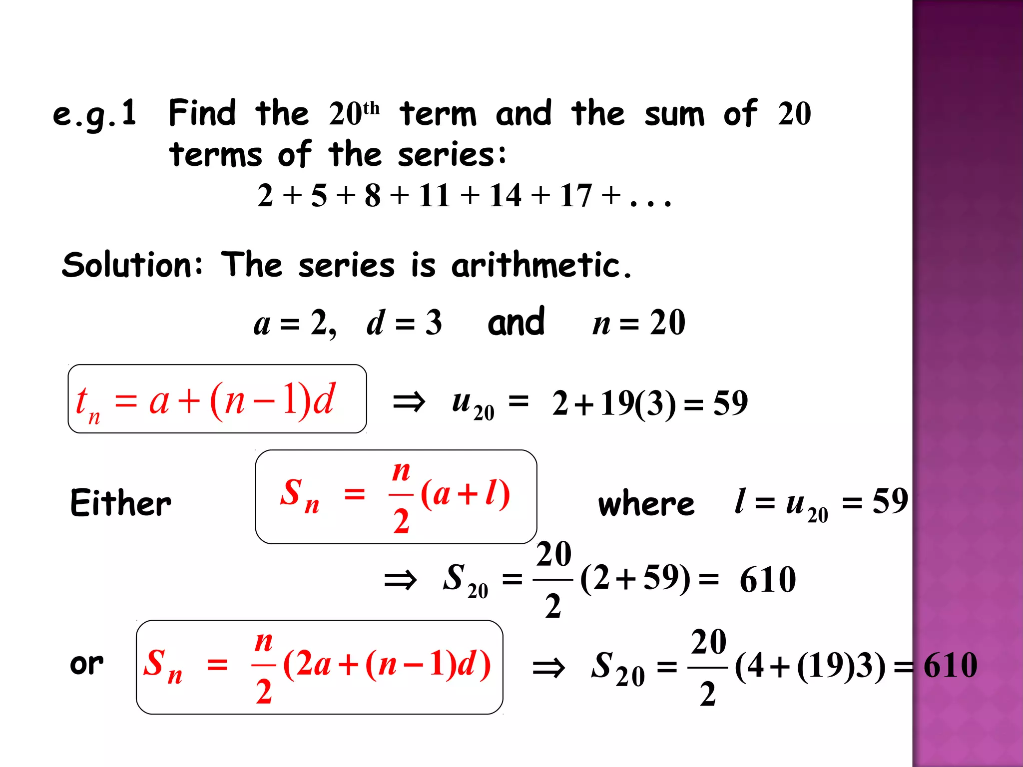 Ppt formula for sum of series | PPT