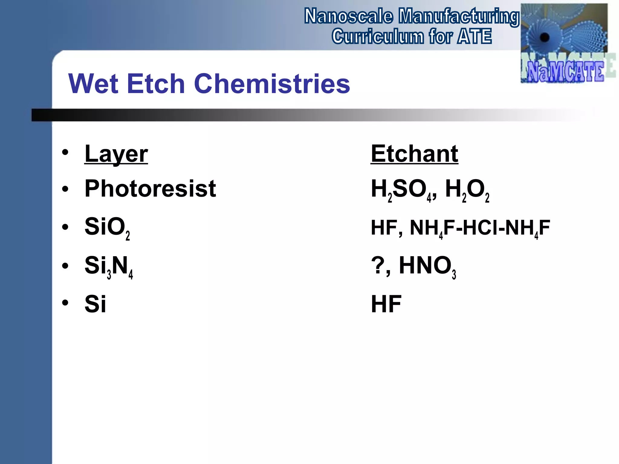 wet etching | PPT