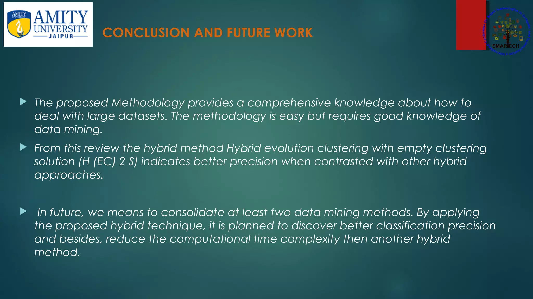 Ppt for paper id 696 a review of hybrid data mining algorithm for big data mining | PPT