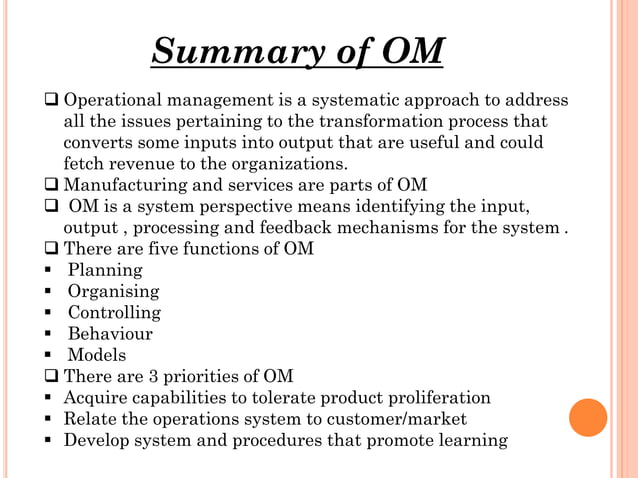 operation management and operation strategy | PPTX | Business ...