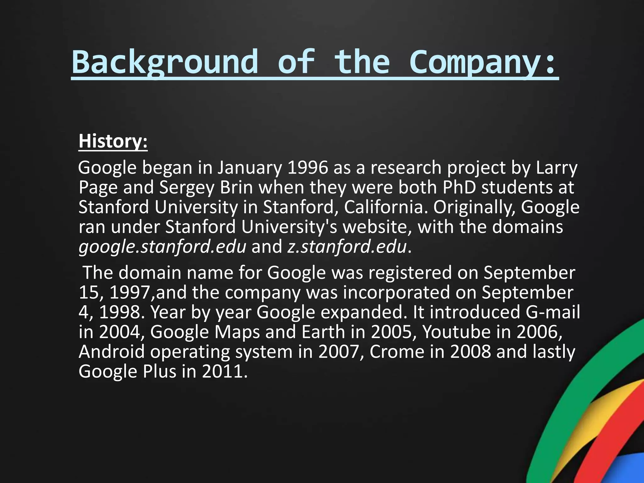 Ppt for presentation on google inc. | PPTX
