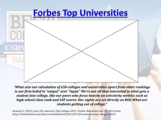 College Rankings & the Current State of Accountability - Do we need a ...