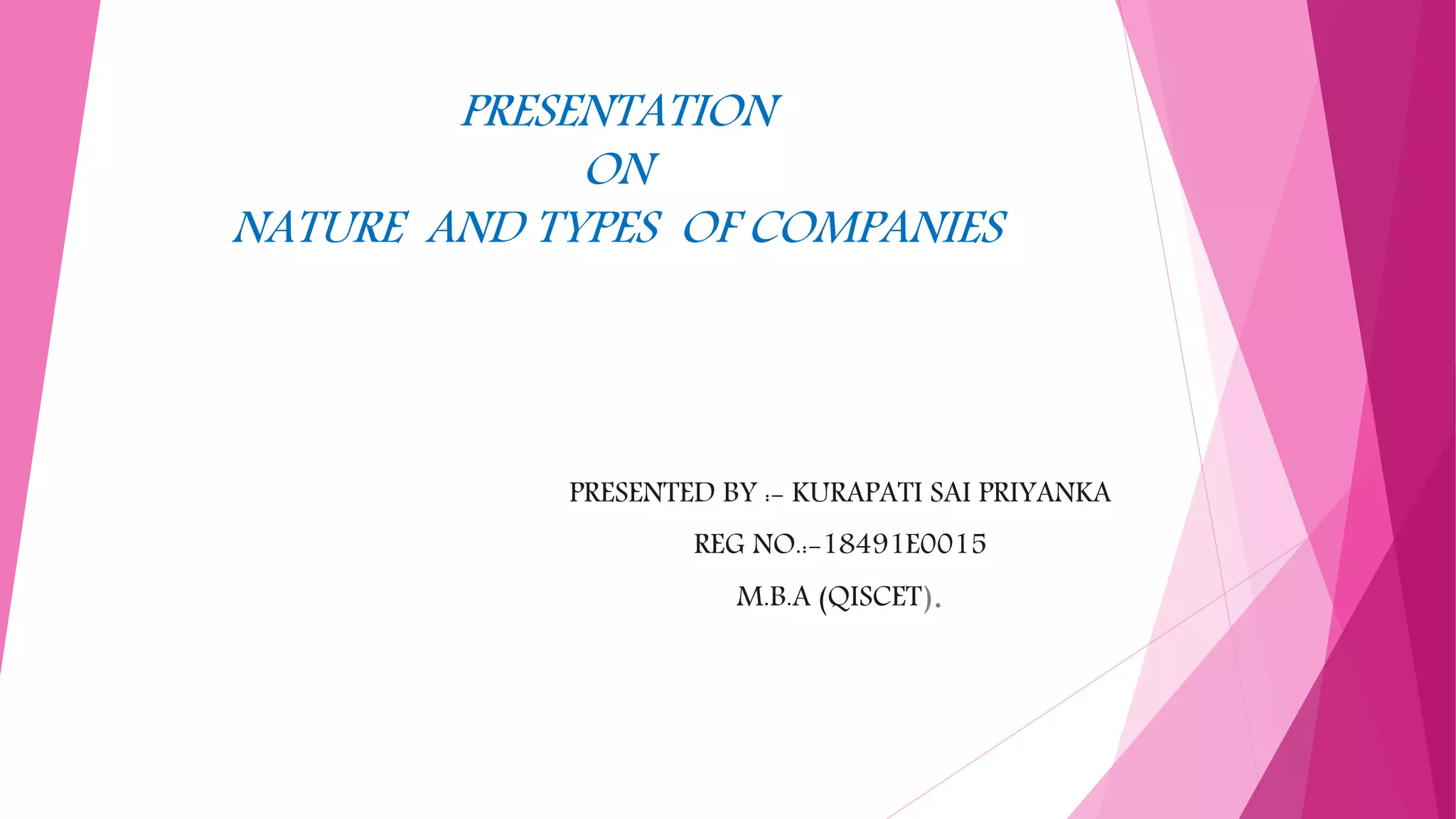 A Presentation on Nature & Types of Companies | PPTX