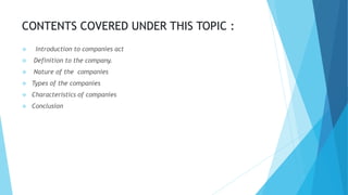 A Presentation on Nature & Types of Companies | PPTX