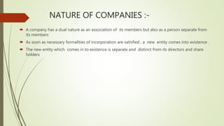 A Presentation on Nature & Types of Companies | PPTX