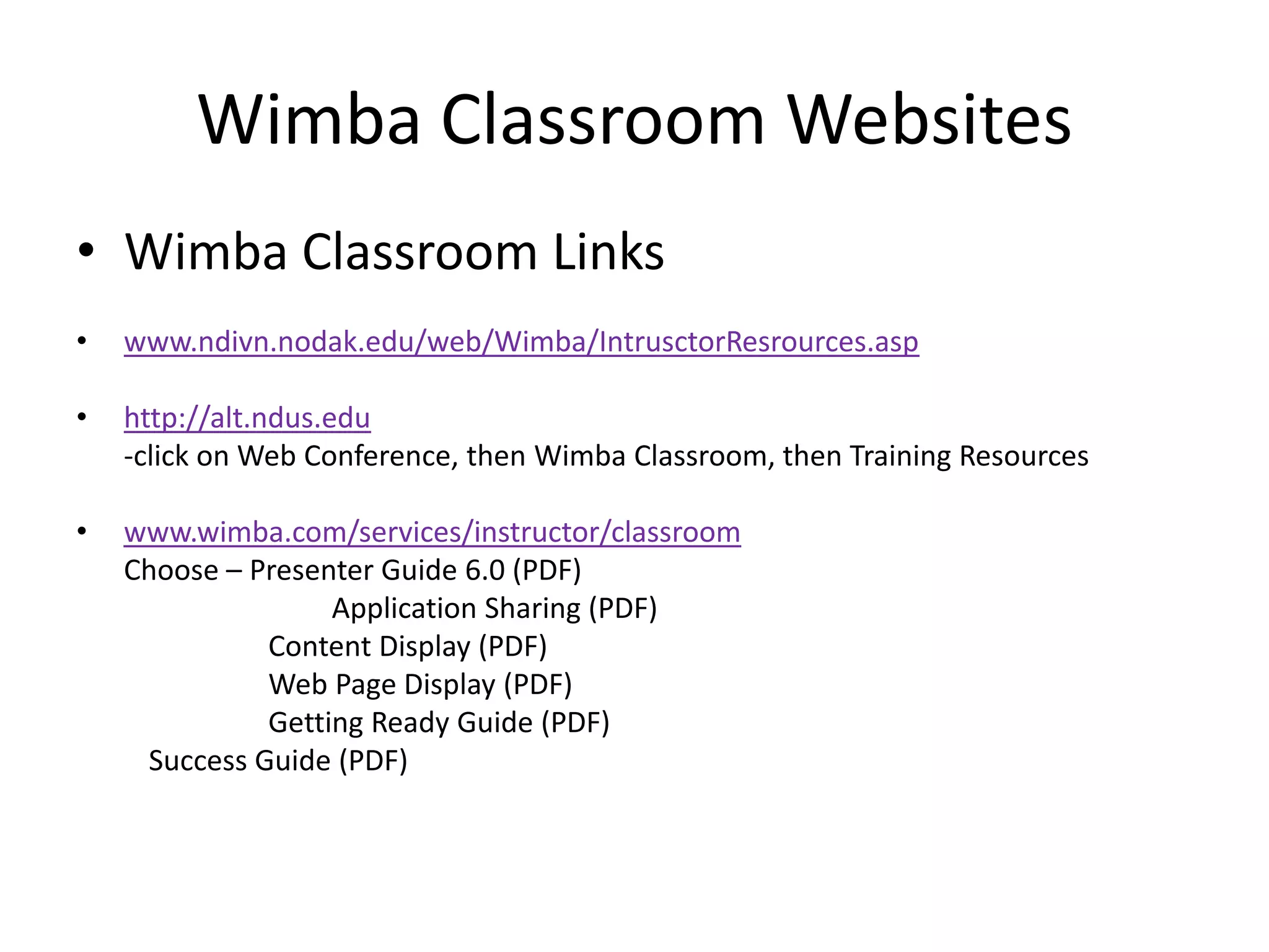 Introduction to Wimba Classroom | PPTX
