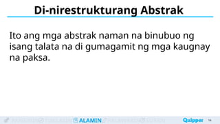 PPT_FPL 11_12 Q1 0301_Kahulugan, Layunin, at Gamit ng Abstrak.pptx