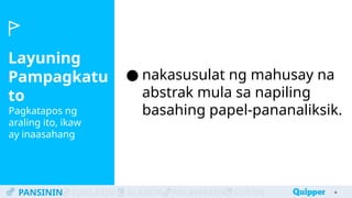PPT_FPL 11_12 Q1 0301_Kahulugan, Layunin, at Gamit ng Abstrak.pptx