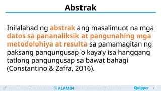 PPT_FPL 11_12 Q1 0301_Kahulugan, Layunin, at Gamit ng Abstrak.pptx