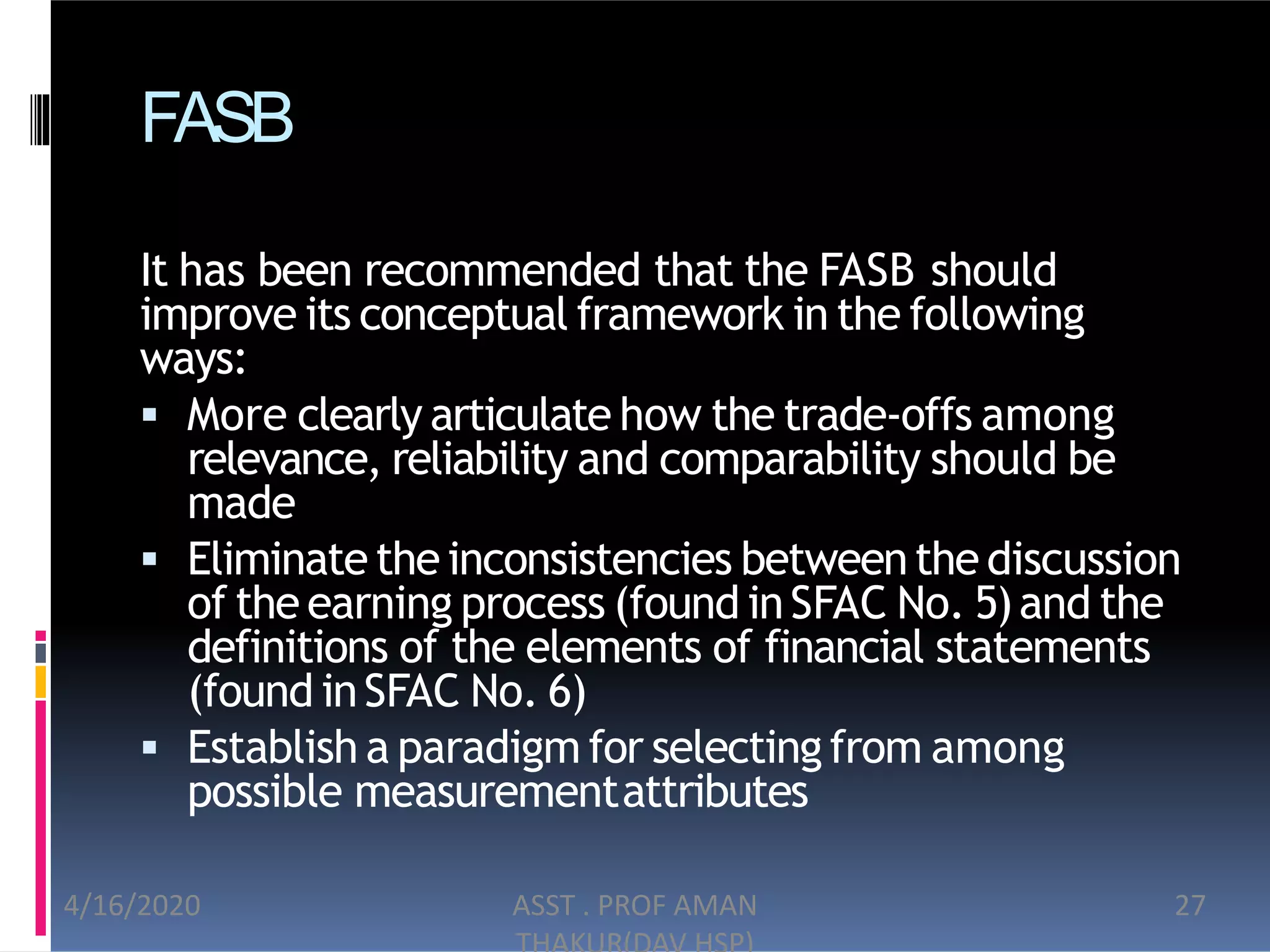 CONCEPTUAL FRAMEWORK OF FASB:OBJECTIVES, PROFESSIONAL ETHICS | PPTX
