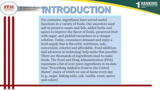 food ingredients and its type | PPTX