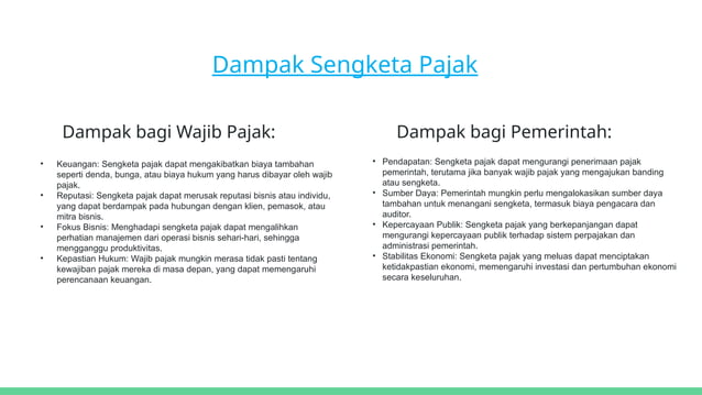 PPT PRESENTASI SENGKETA PAJAK DI INDONESIA | PPTX