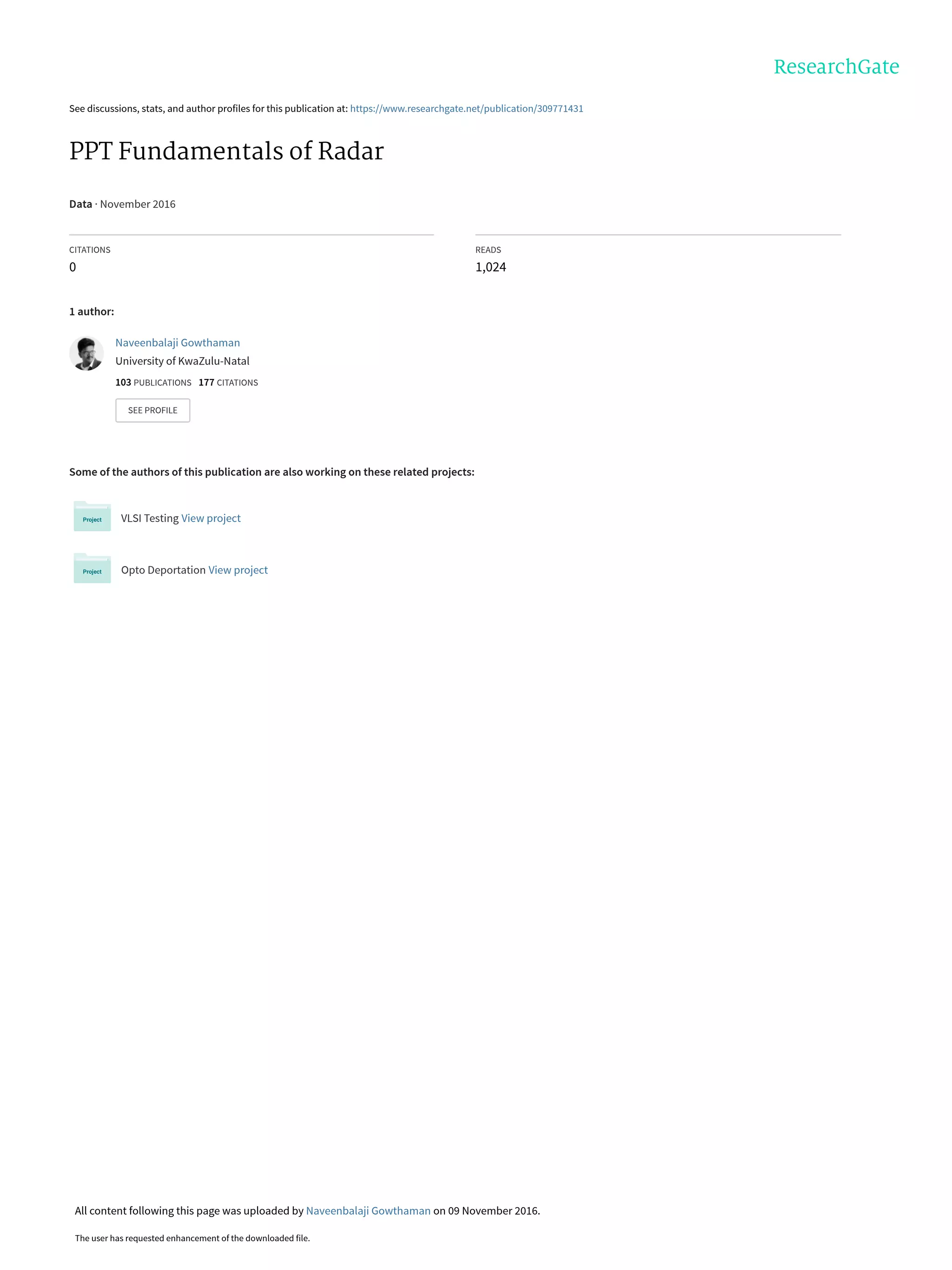 Ppt fundamentalsof radar (1) | PDF