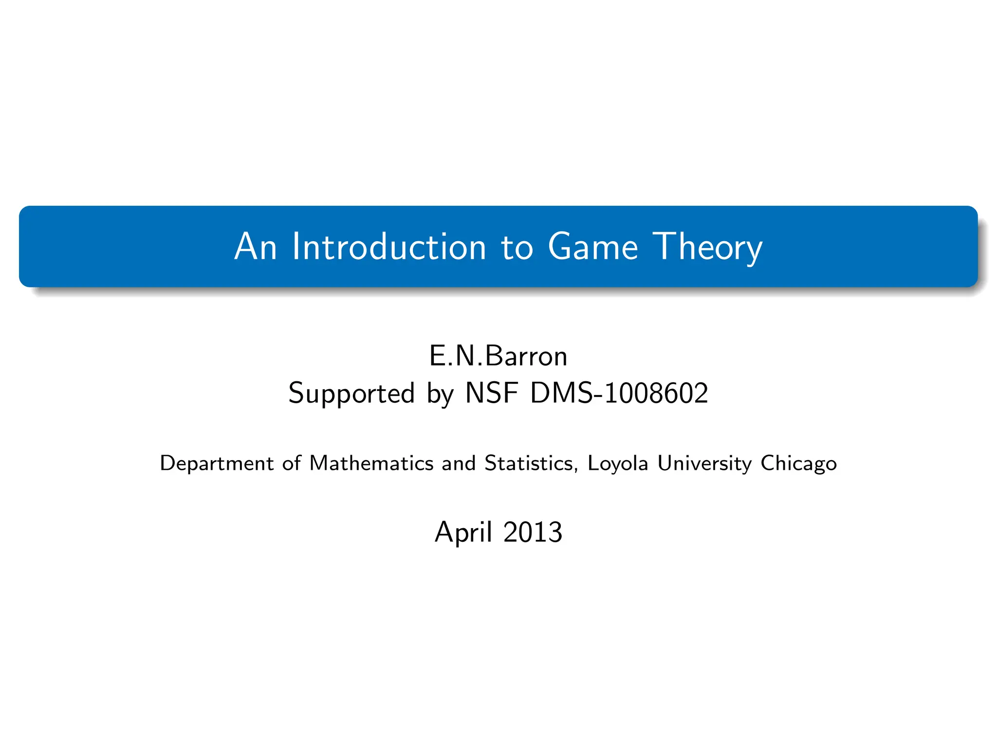 PowerPoint An Introduction to Game Theory Loyola University | PDF