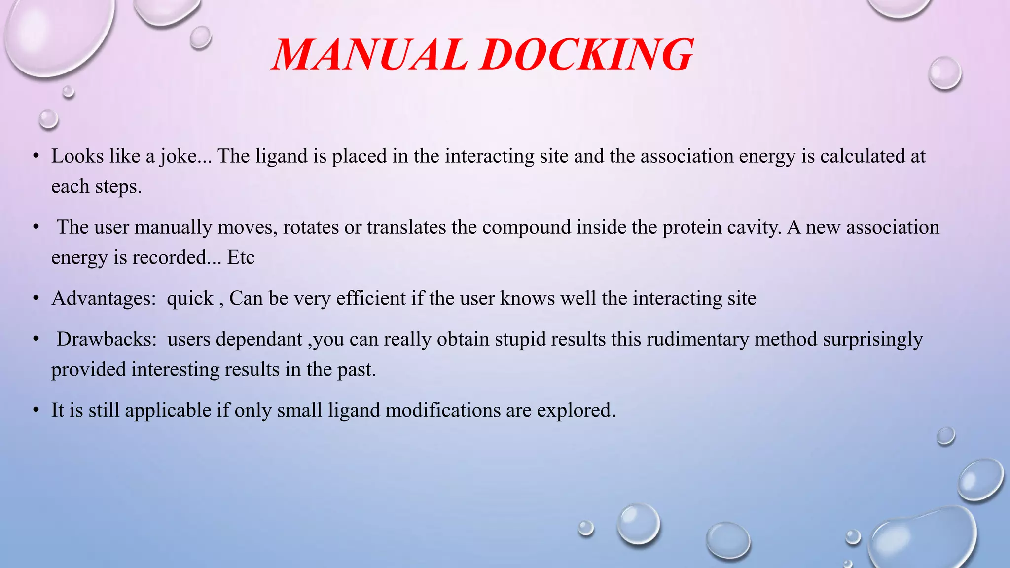 molecular docking its types and de novo drug design and application and ...