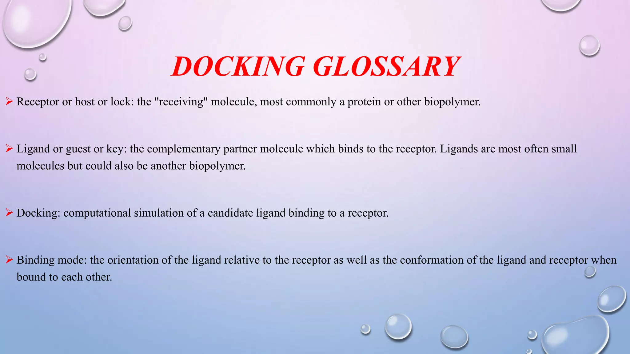 molecular docking its types and de novo drug design and application and ...