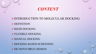 molecular docking its types and de novo drug design and application and ...