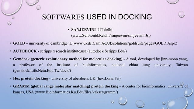 molecular docking its types and de novo drug design and application and ...