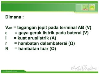 Ppt gaya gerak listri dan tegangan terminal | PPTX