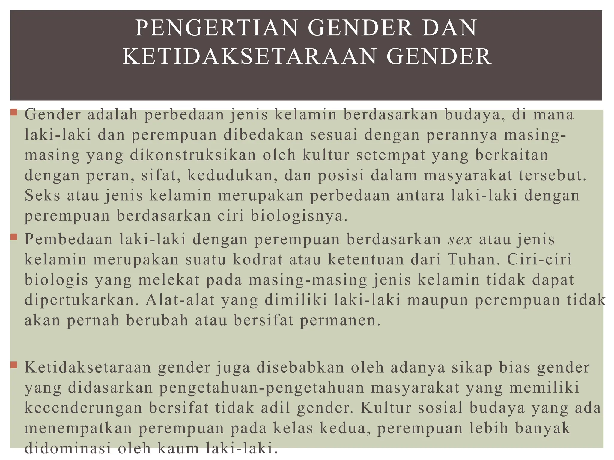 PPT GENDER.pptx membahas tentang perbedaan jenis kelamin | PPTX