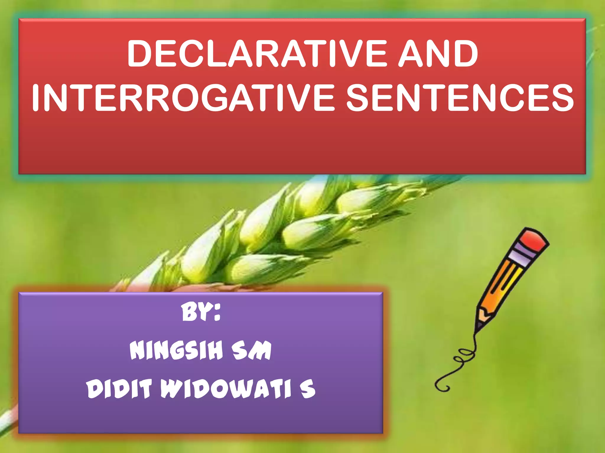 DECLARATIVE AND INTERROGATIVE SENTENCES | PPTX