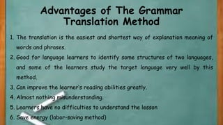 The Grammar Translation Method | PPTX | Education