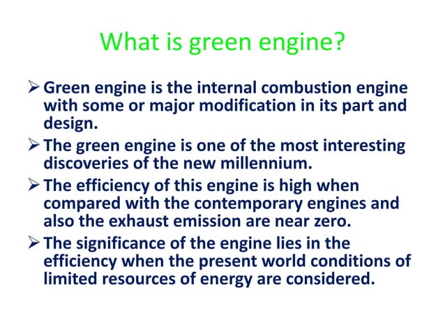 GREEN ENGINE TECHNOLOGY BY HANUMANTHAPPA N UBDTCE | PPT