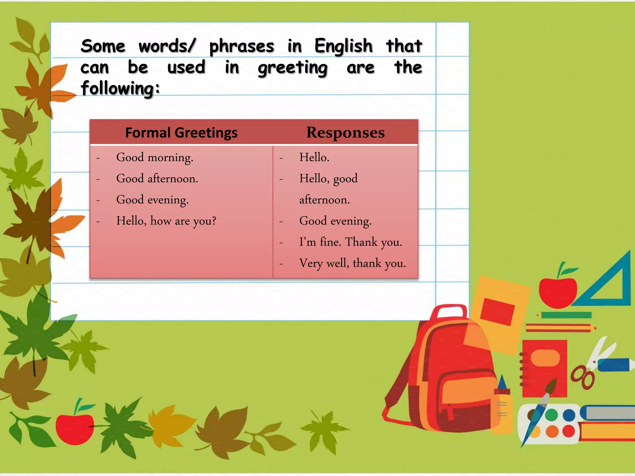 Greeting and Leave taking | PPTX