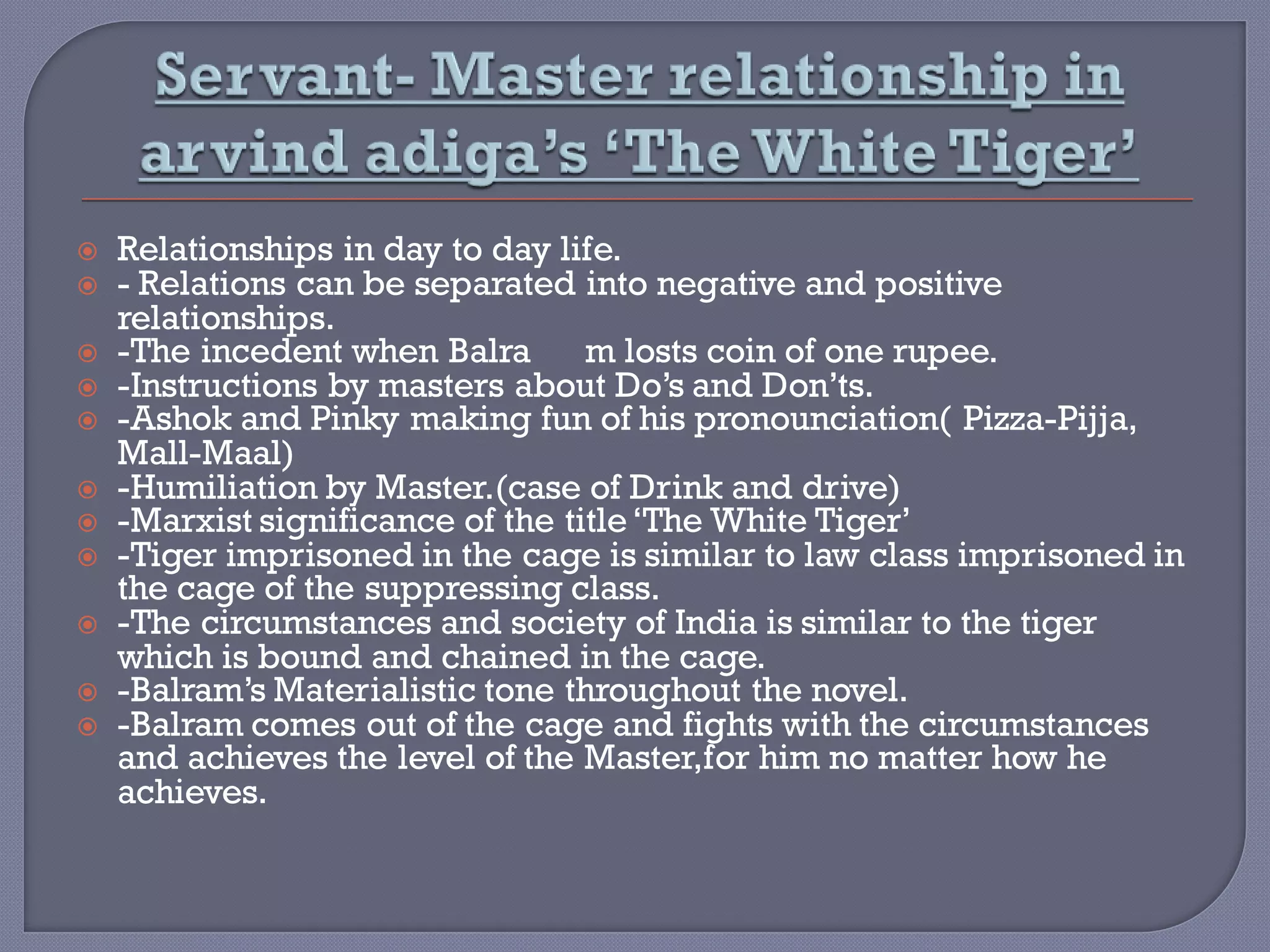presentation on The White Tiger | PPT