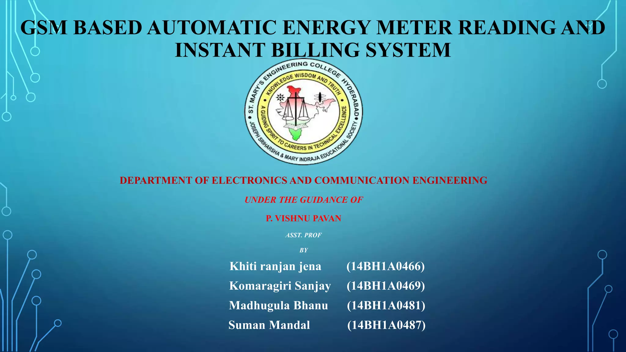 Ppt gsm based automatic energy meter | PPTX