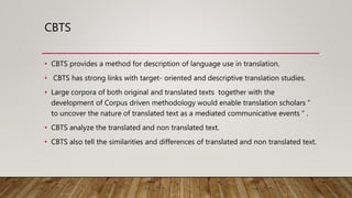Corpus based translation Studies | PPTX
