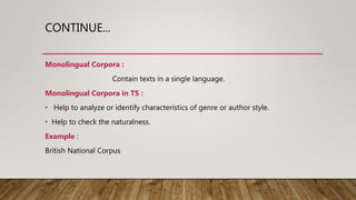 Corpus based translation Studies | PPTX | Science