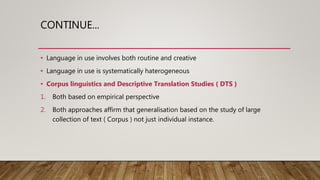 Corpus based translation Studies | PPTX