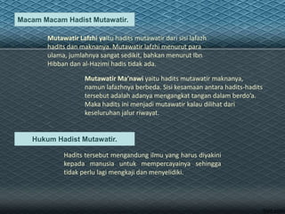 Ppt hadits mutawatir dan hadits ahad | PPTX