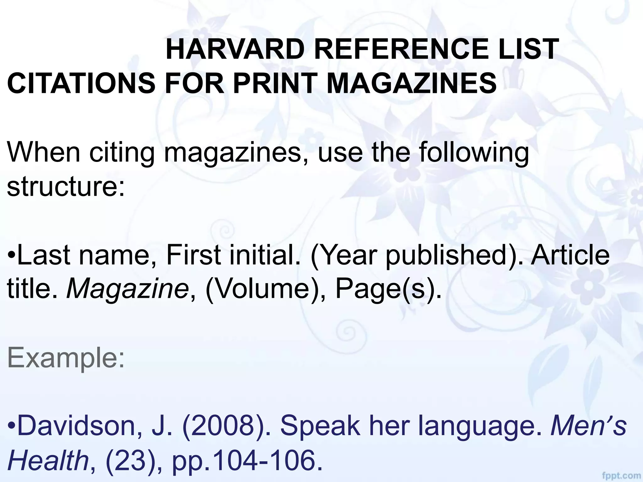 Harvard format of Bibiliography | PPTX