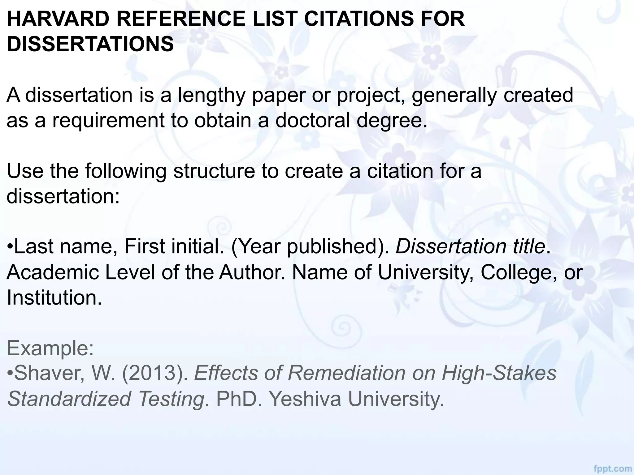 Harvard format of Bibiliography | PPTX
