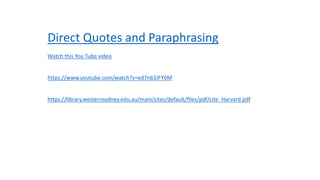 Harvard referencing for wk 4 moodle | PPT