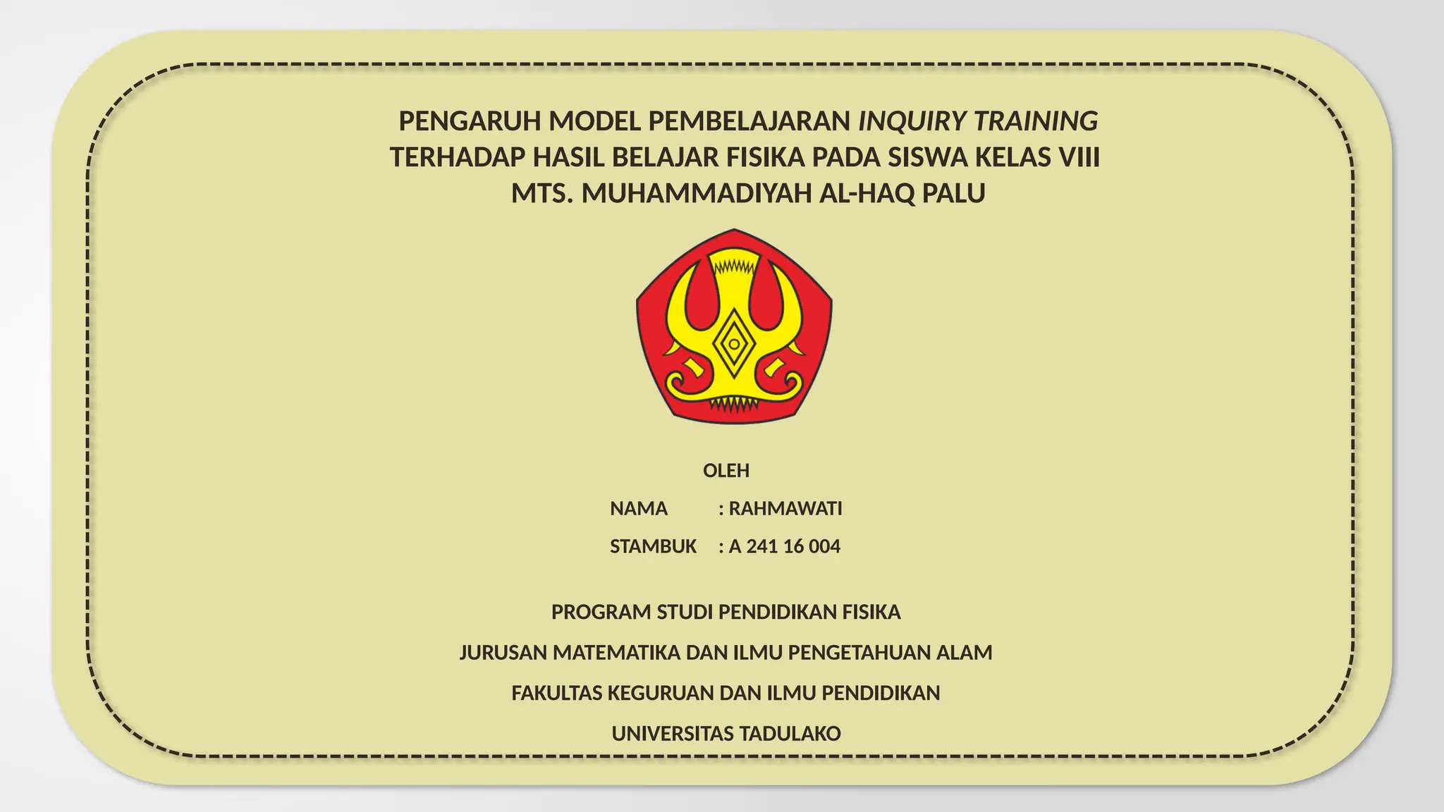 PENGARUH MODEL PEMBELAJARAN INQUIRY TRAINING TERHADAP HASIL BELAJAR ...