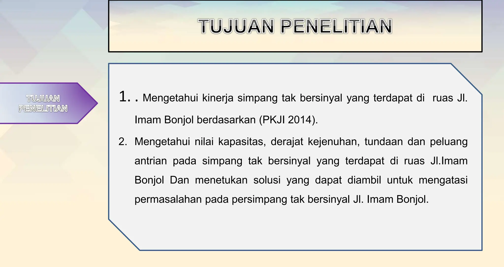 PPT seminar Hasil Dedi Irawan KINERJA SIMPANG TAK BERSINYAL Jl.IMAM ...
