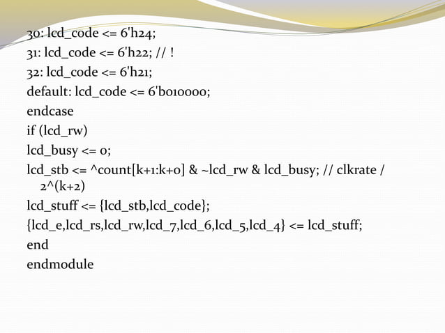 Lcd module interface with xilinx software using verilog | PPTX Lcd module interface with xilinx software using verilog | PPTX
