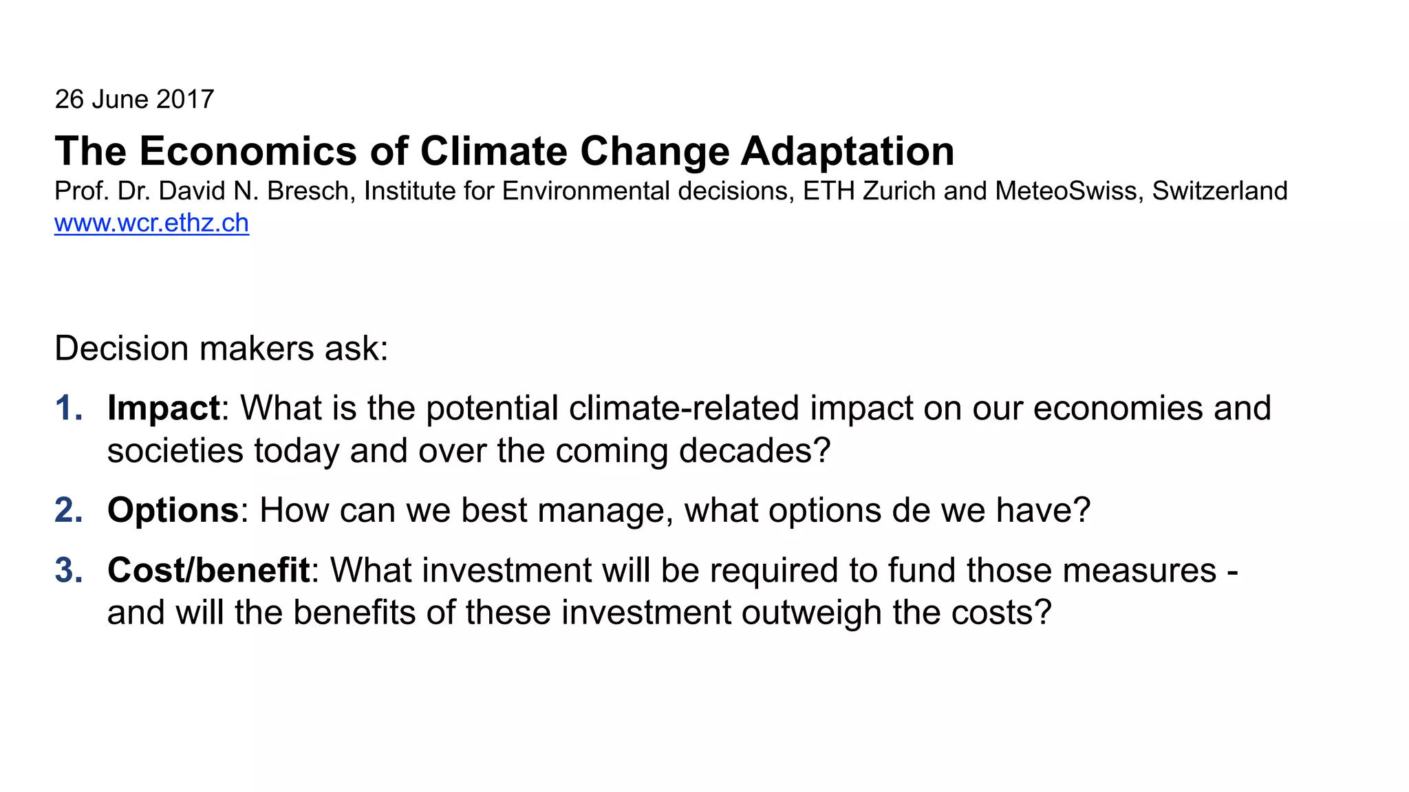 'The economics of climate change adaptation' | PDF