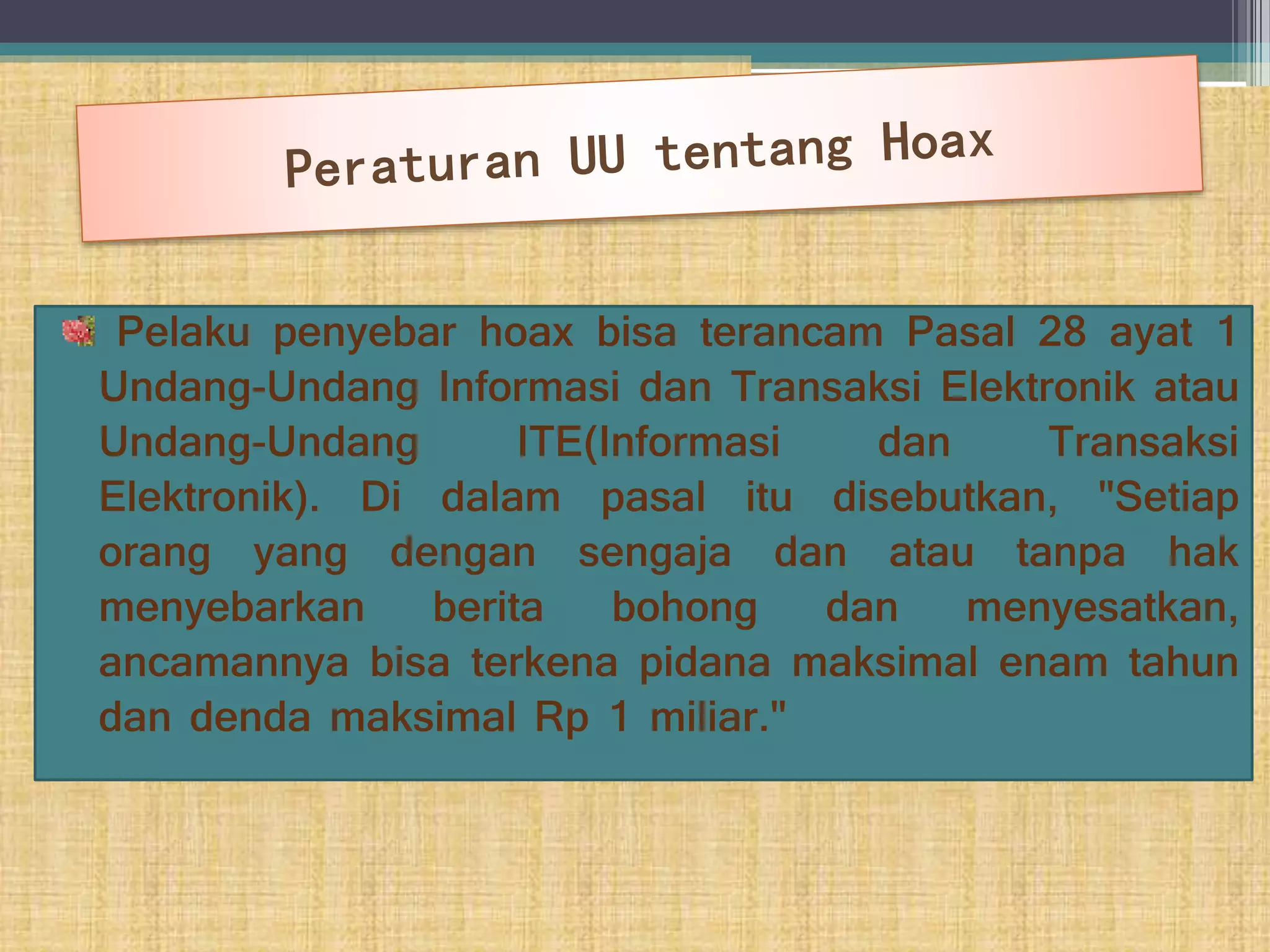 Ppt Penyebaran Berita Hoax Melalui Internet | PPTX
